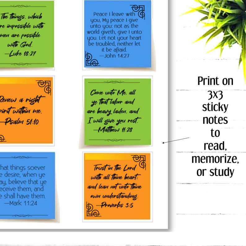 40 Hopeful Bible Verses for Sticky Notes - INSTANT DOWNLOAD - Etsy