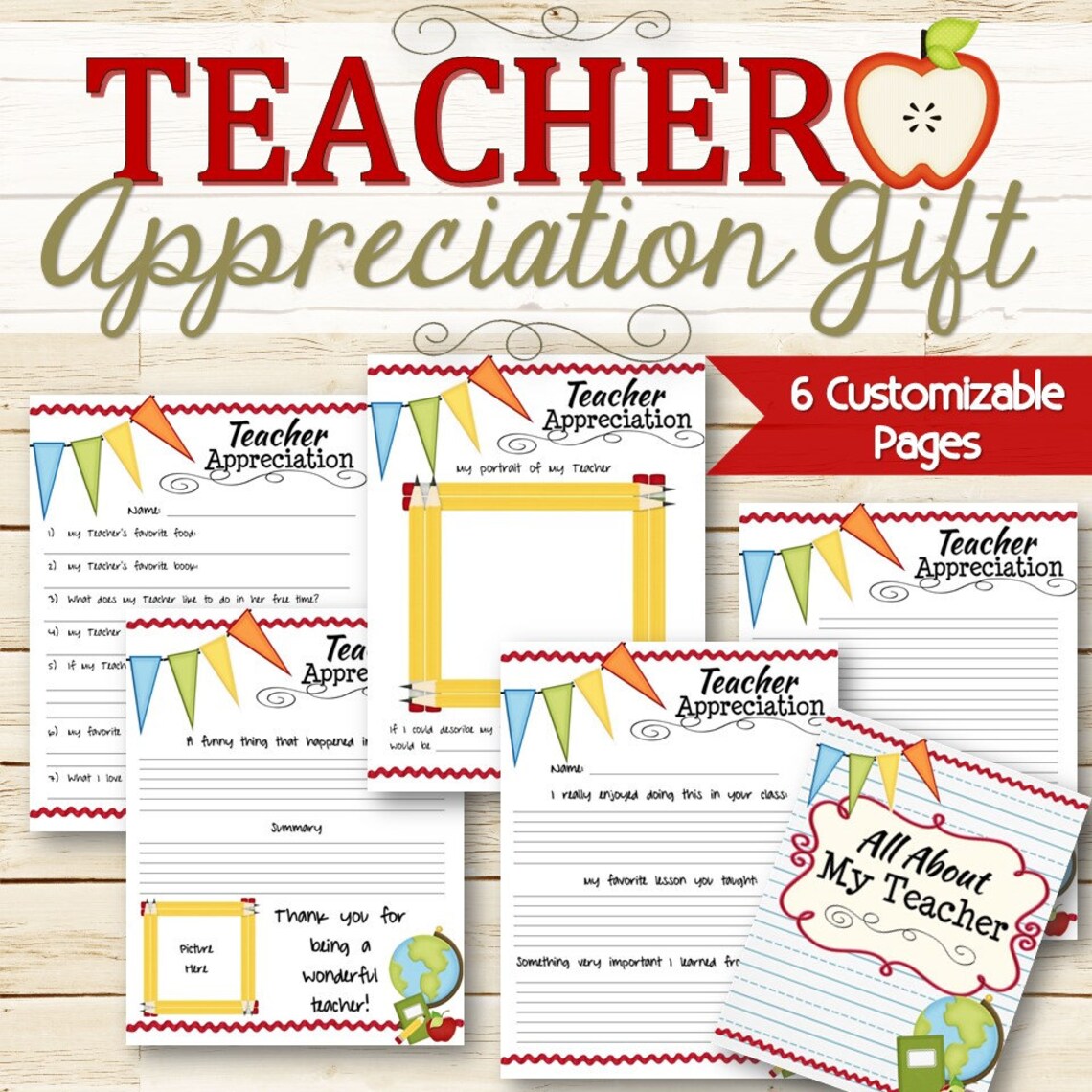 EDITABLE Teacher Appreciation Gift INSTANT DOWNLOAD - Etsy