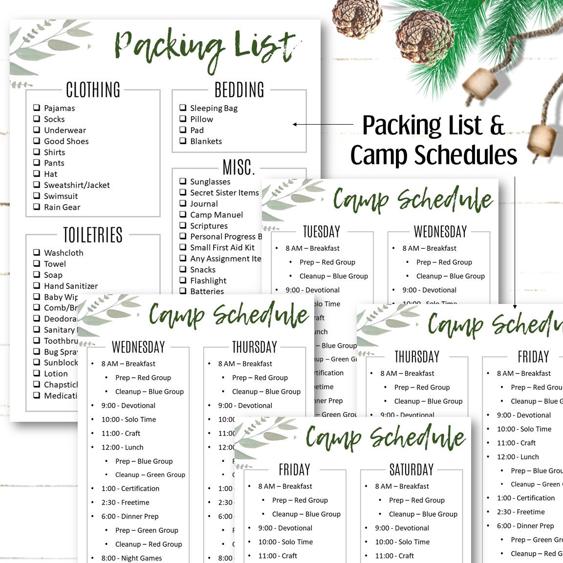 EDITABLE Young Women Girls Camp Journal, Packing List and About Me Page ...