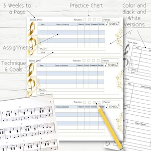 EDITABLE Music Lesson Assignment Sheets - INSTANT DOWNLOAD - Etsy