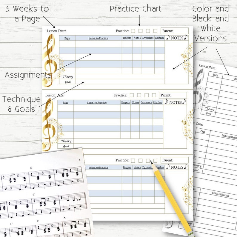 EDITABLE Music Lesson Assignment Sheets INSTANT DOWNLOAD - Etsy UK