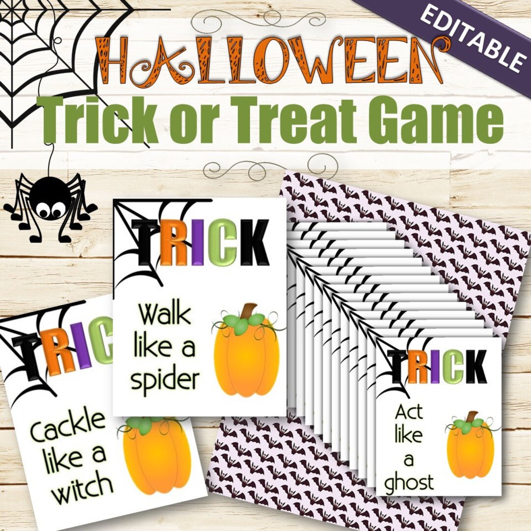 EDITABLE Halloween Game Trick or Treat - INSTANT DOWNLOAD - Etsy