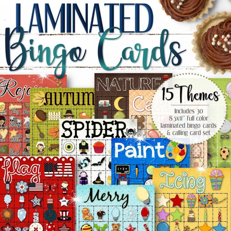 30 Laminated Themed Bingo Cards Printed Version | Etsy