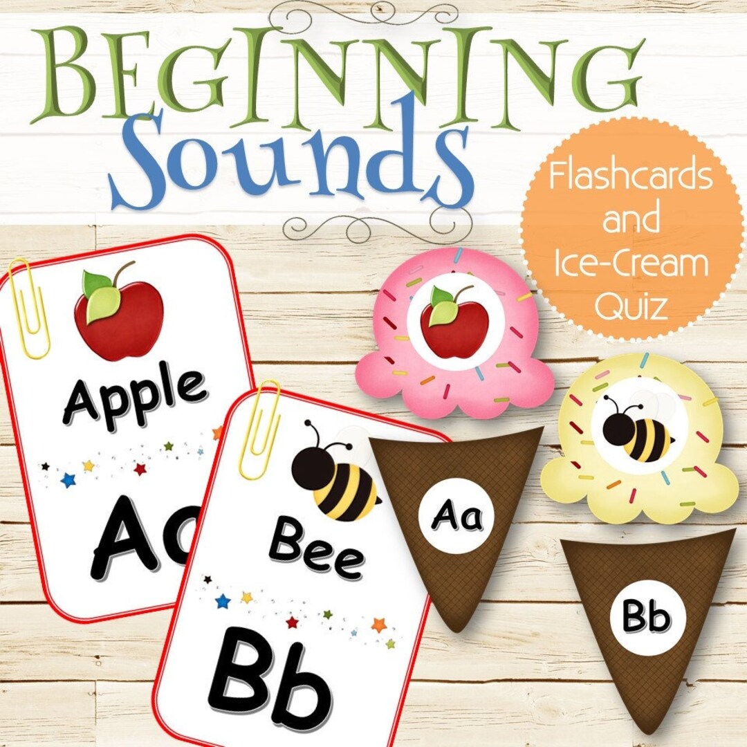 Beginning Sounds Ice-cream Game and Flashcards - INSTANT DOWNLOAD - Etsy