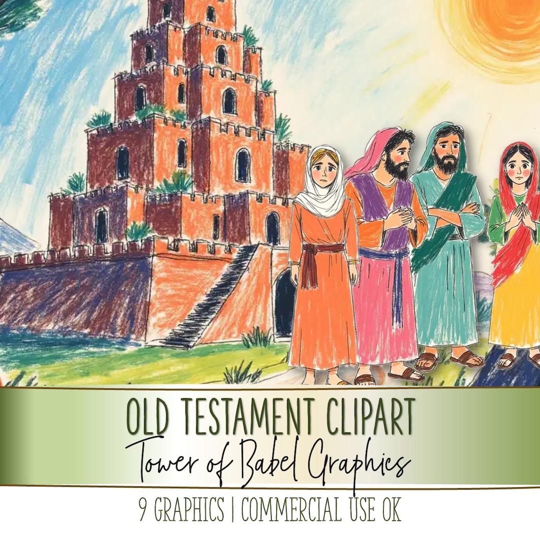 Old Testament Bible Graphics - Tower of Babel Clipart Printables PNG ...