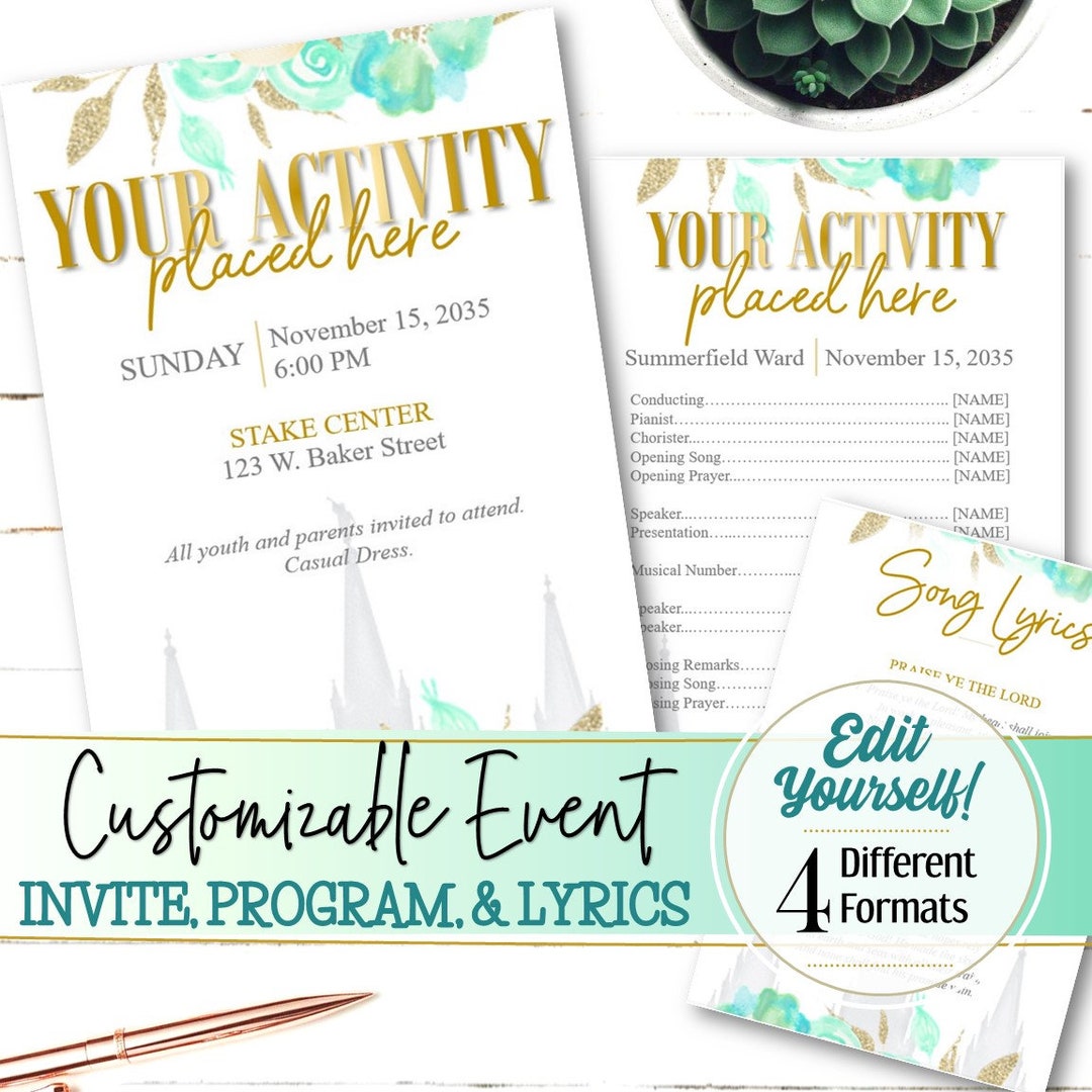 EDITABLE Event Invite, Program, and Lyrics - INSTANT DOWNLOAD - Etsy