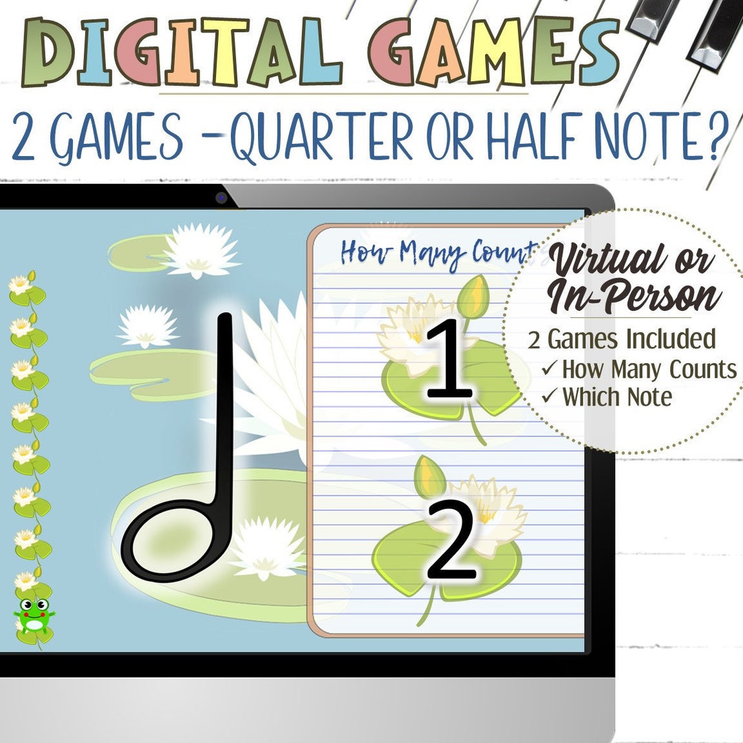 2 Quarter & Half Note Digital Games: Frog Themed - Play Virtually or In ...