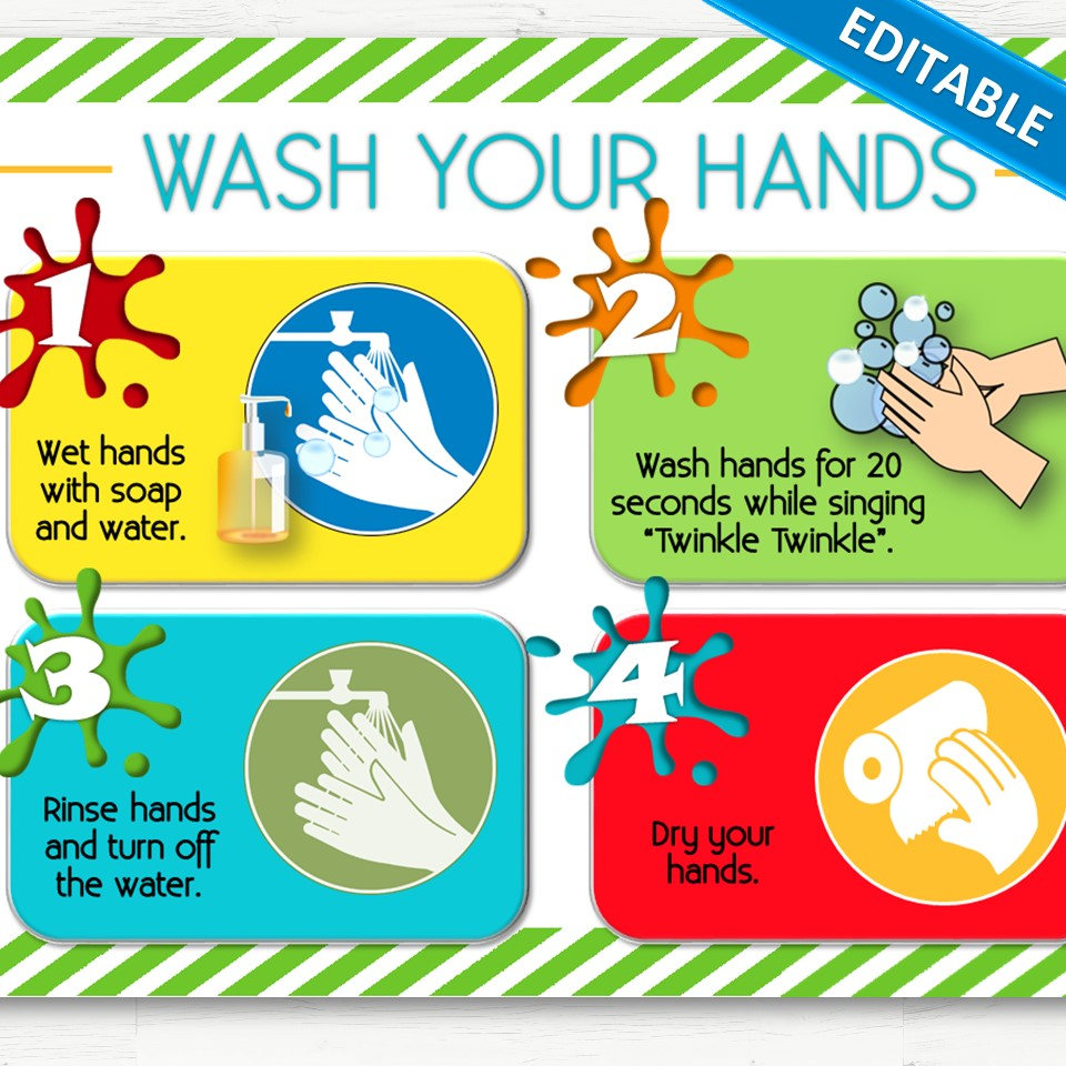EDITABLE Wash Your Hands Sign INSTANT DOWNLOAD | Etsy
