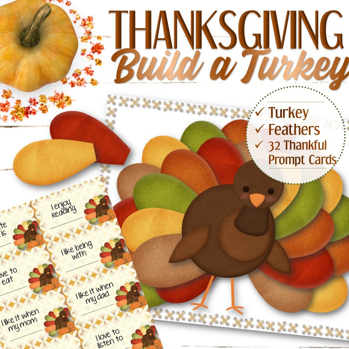 Turkey Advent Calendar With Thankful Prompt Cards INSTANT | Etsy