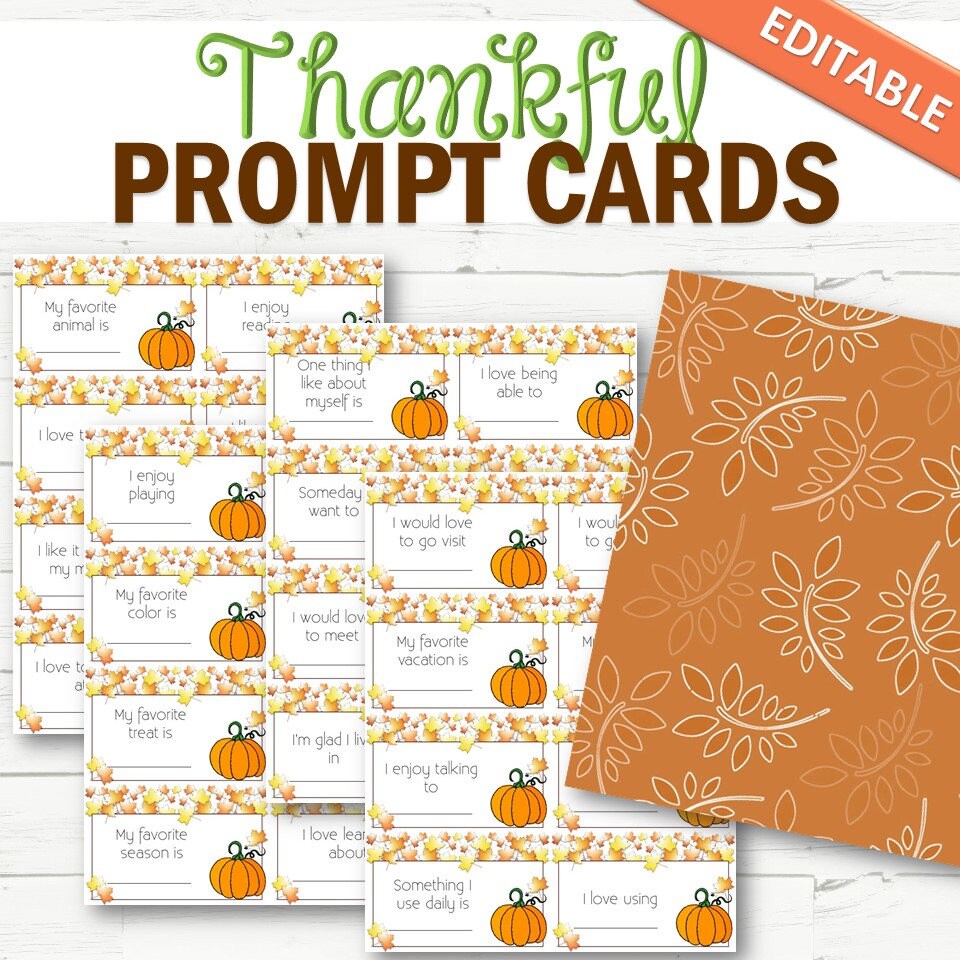 EDITABLE Thanksgiving Prompt Cards/Conversation Starters | Etsy