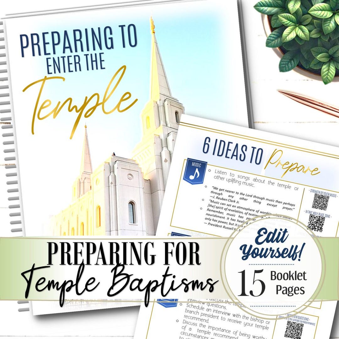 Editable Preparing for Temple Baptisms Booklet - INSTANT DOWNLOAD - Etsy