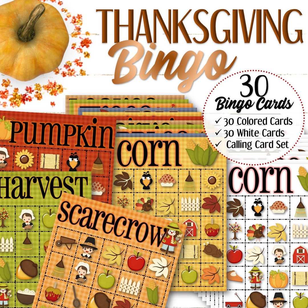 30 Thanksgiving Bingo Cards - INSTANT DOWNLOAD - Etsy