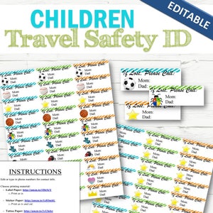 EDITABLE Children Safety Id Labels/stickers/tattoos INSTANT DOWNLOAD - Etsy