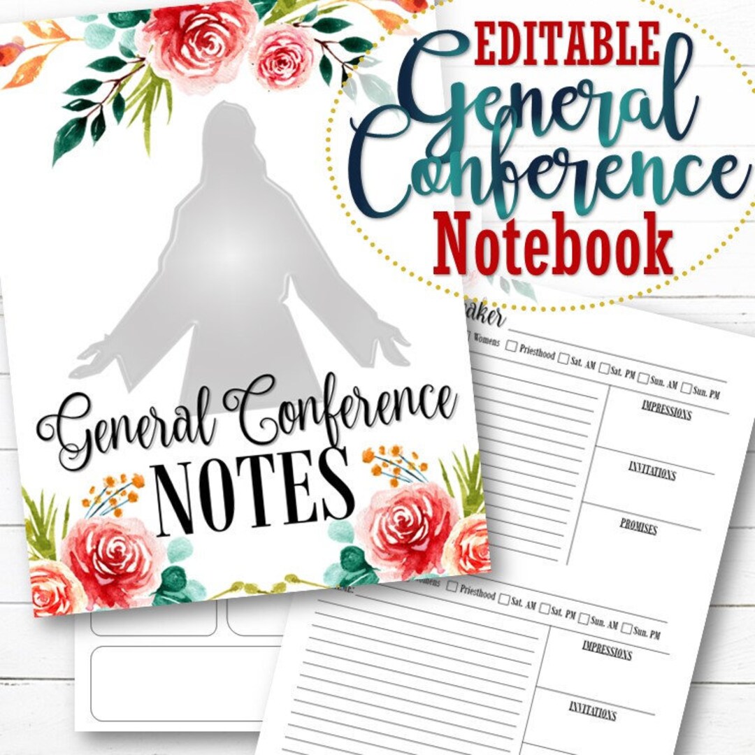 EDITABLE General Conference Study Notebook - INSTANT DOWNLOAD - Etsy