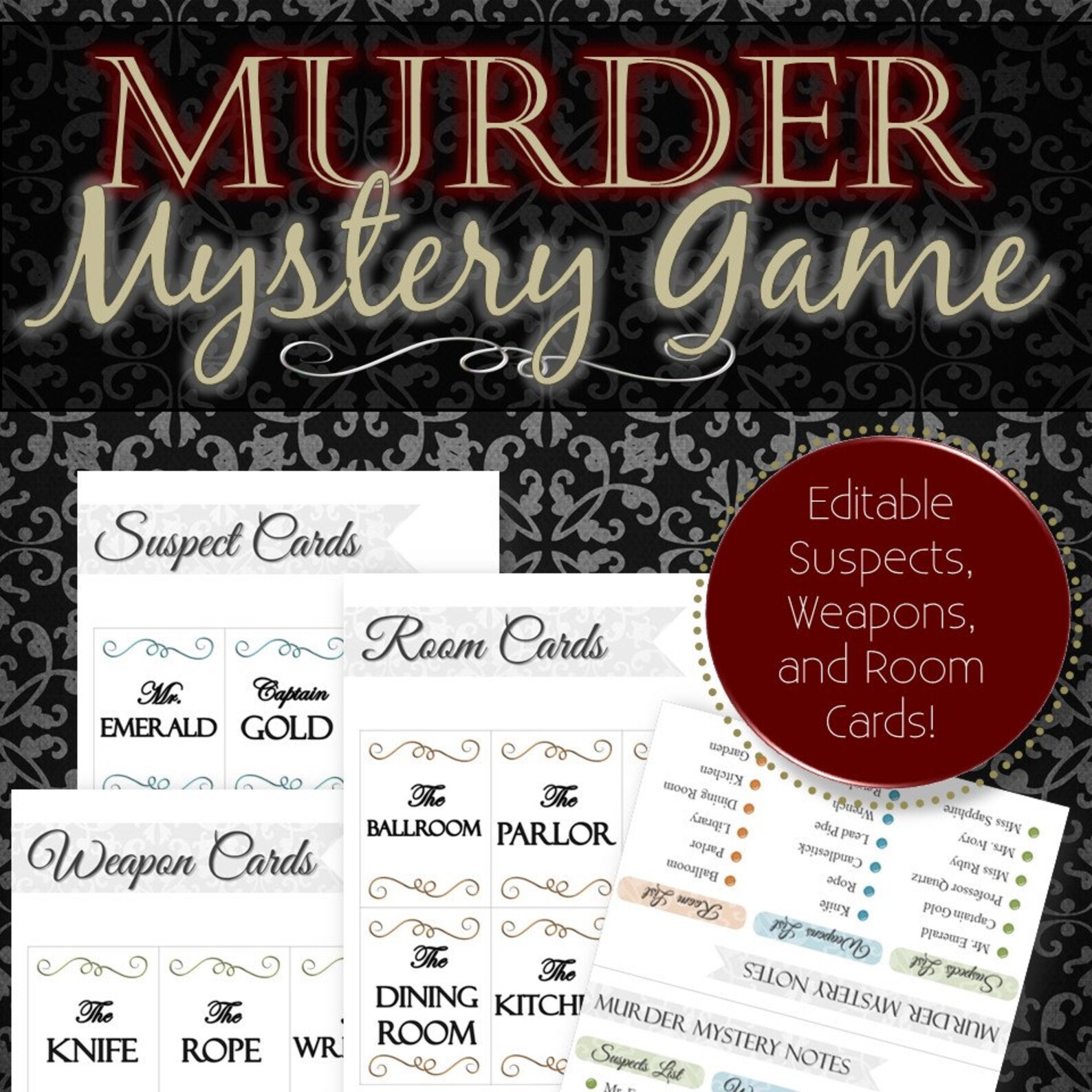 Editable Reusable Murder Mystery Game clue Style INSTANT - Etsy