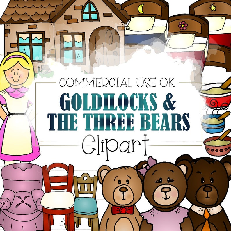 Goldilocks and the 3 Bears Clipart (cu and Cu4cu OK) - INSTANT DOWNLOAD ...