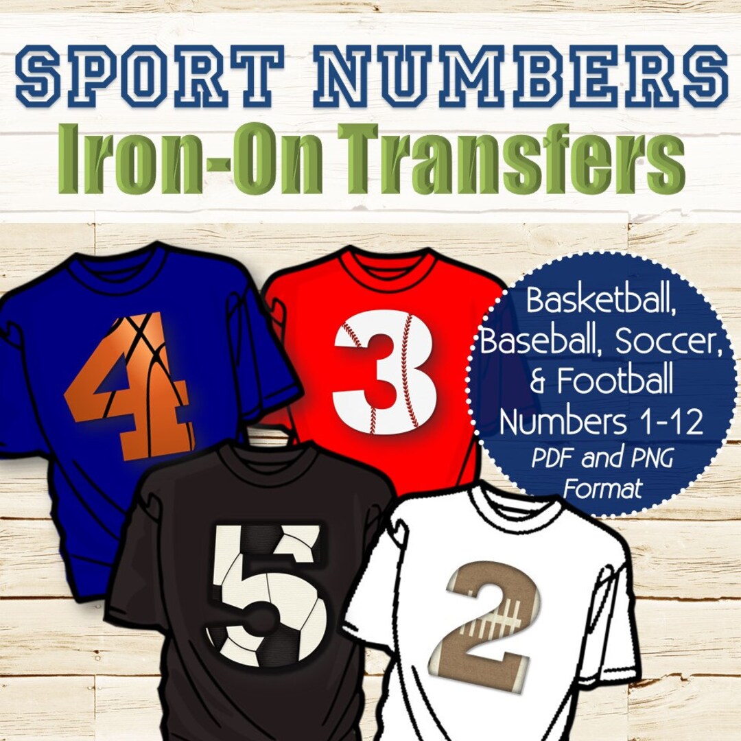 Sport Numbers Iron-on Transfers (basketball, Soccer, Baseball, Football ...