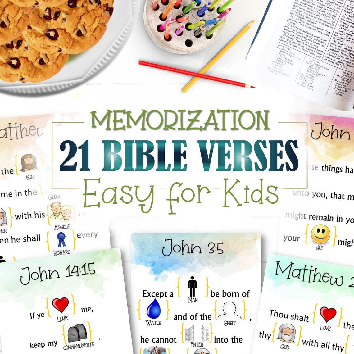 21 Bible Verses For Kids To Memorize Easily INSTANT DOWNLOAD Etsy Norway