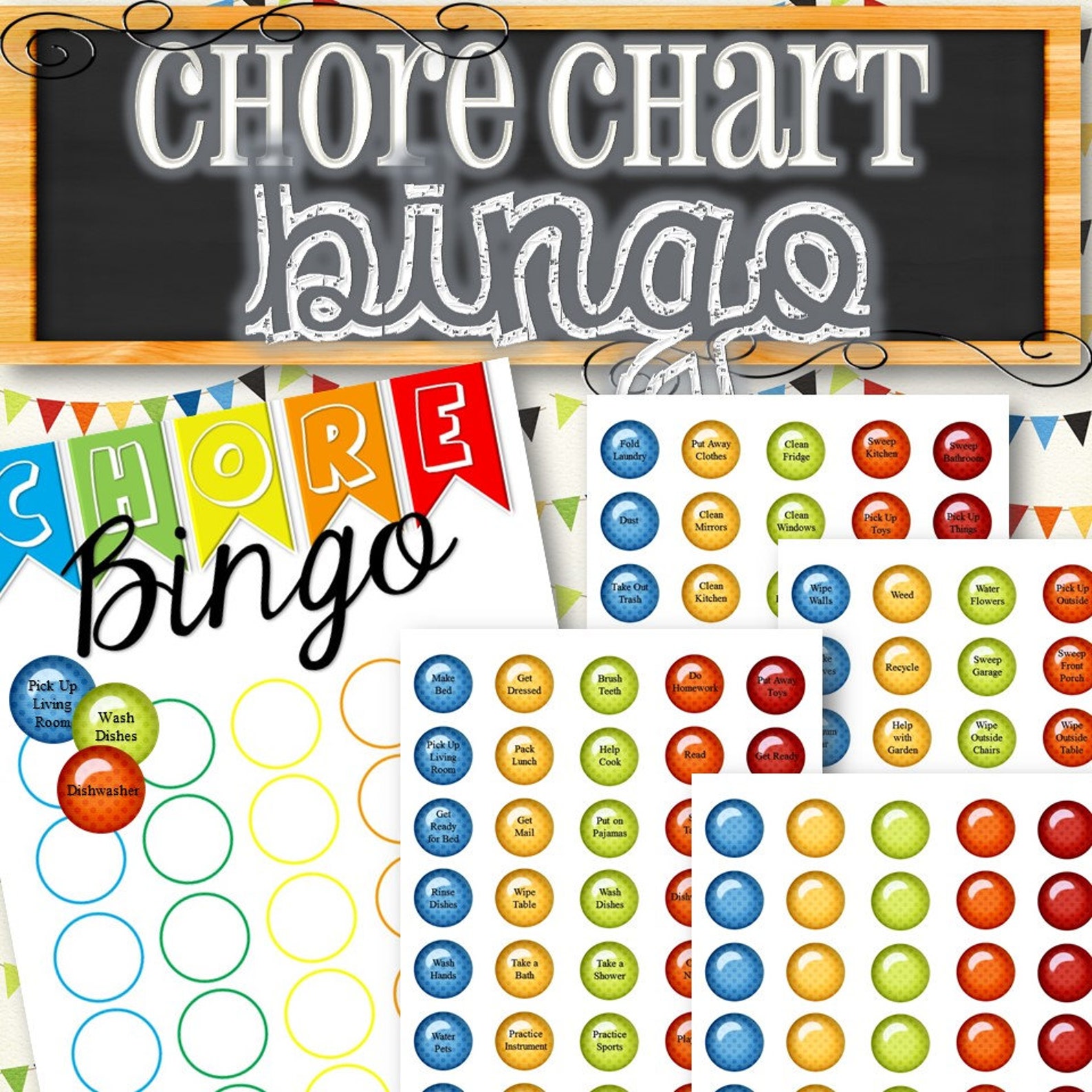 100-chores-bingo-chart-instant-download-etsy