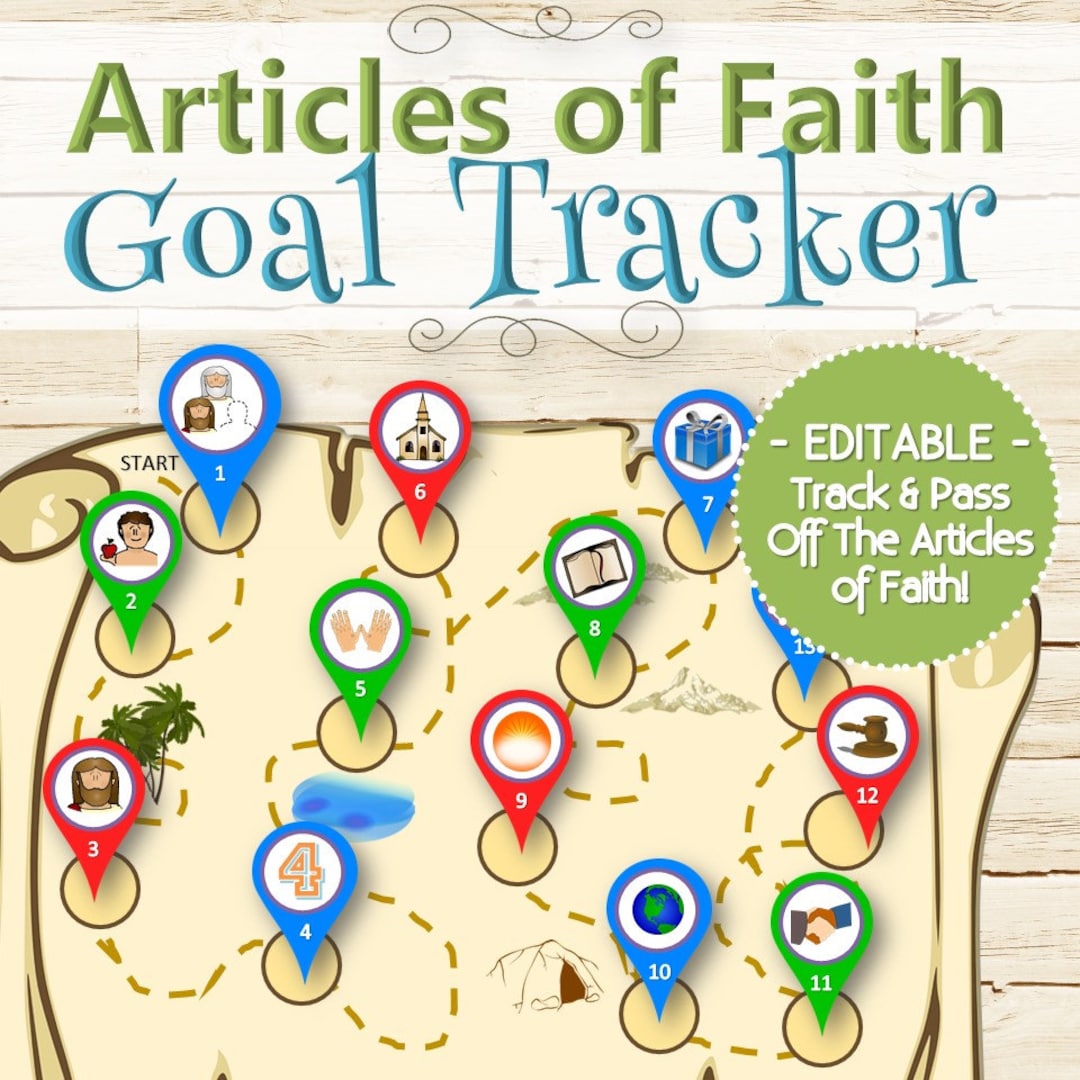 EDITABLE Articles of Faith Goal Tracker - INSTANT DOWNLOAD - Etsy
