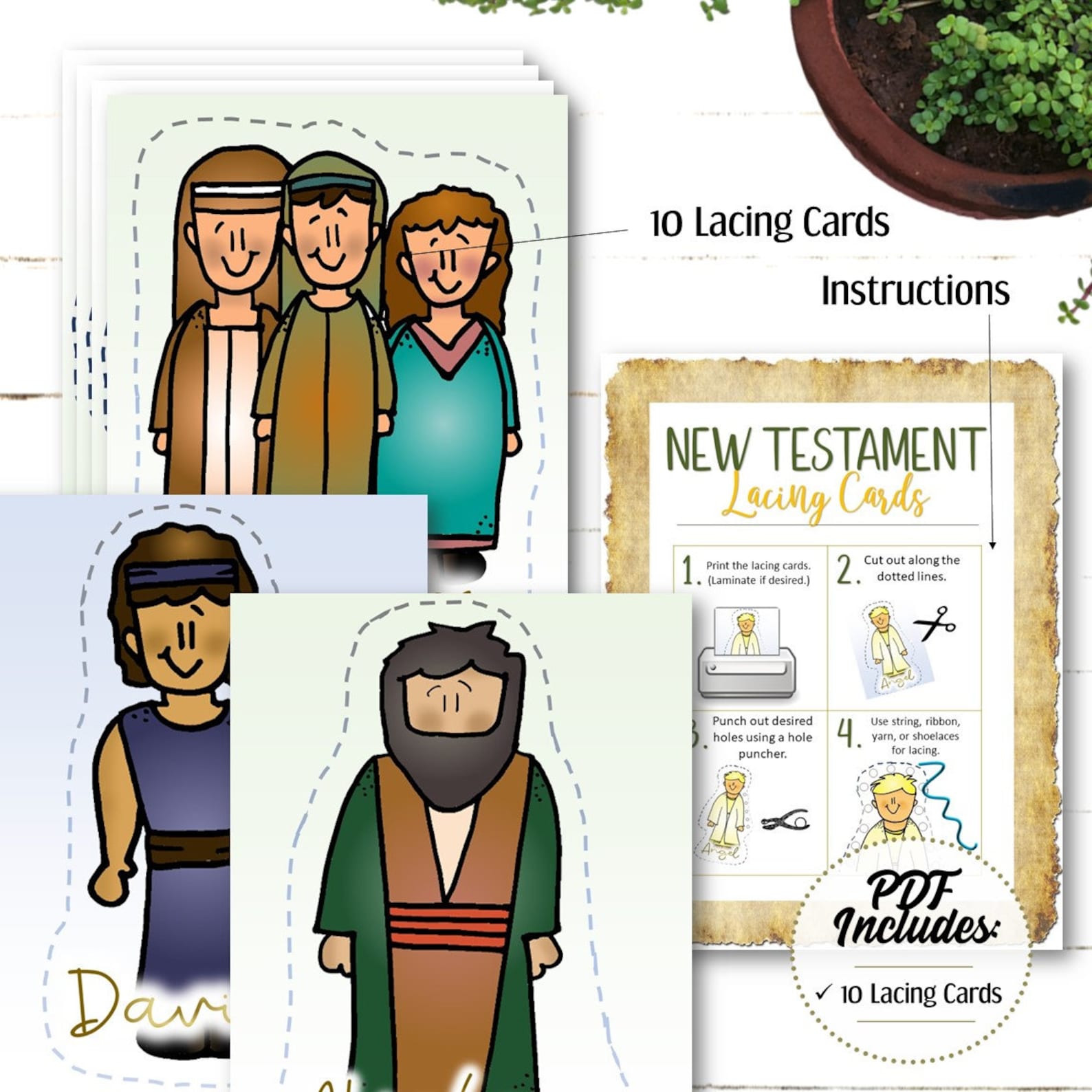 Lacing Cards for Old Testament 10 Cards INSTANT DOWNLOAD - Etsy