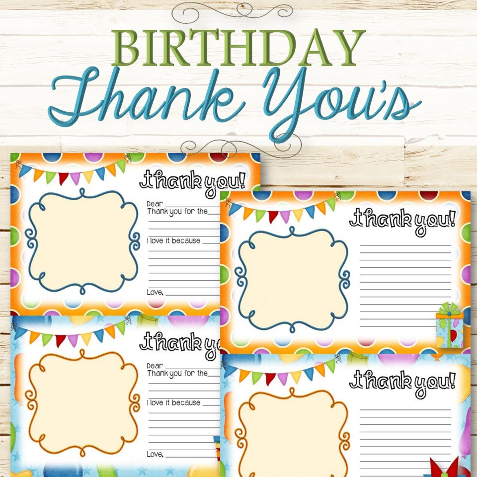 EDITABLE Thank You Notes for Kids christmas and Birthdays - Etsy