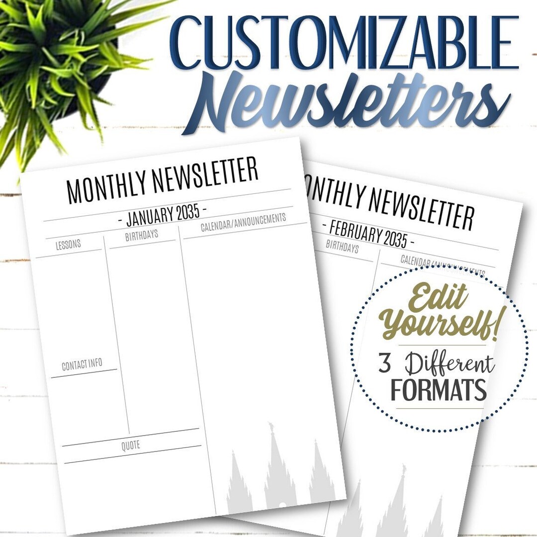 EDITABLE Newsletters for Relief Society, Young Women, Young Men, Elders ...