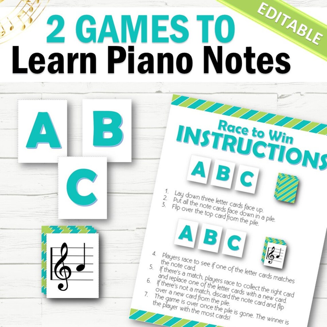 EDITABLE Piano Games to Learn Notes - INSTANT DOWNLOAD - Etsy