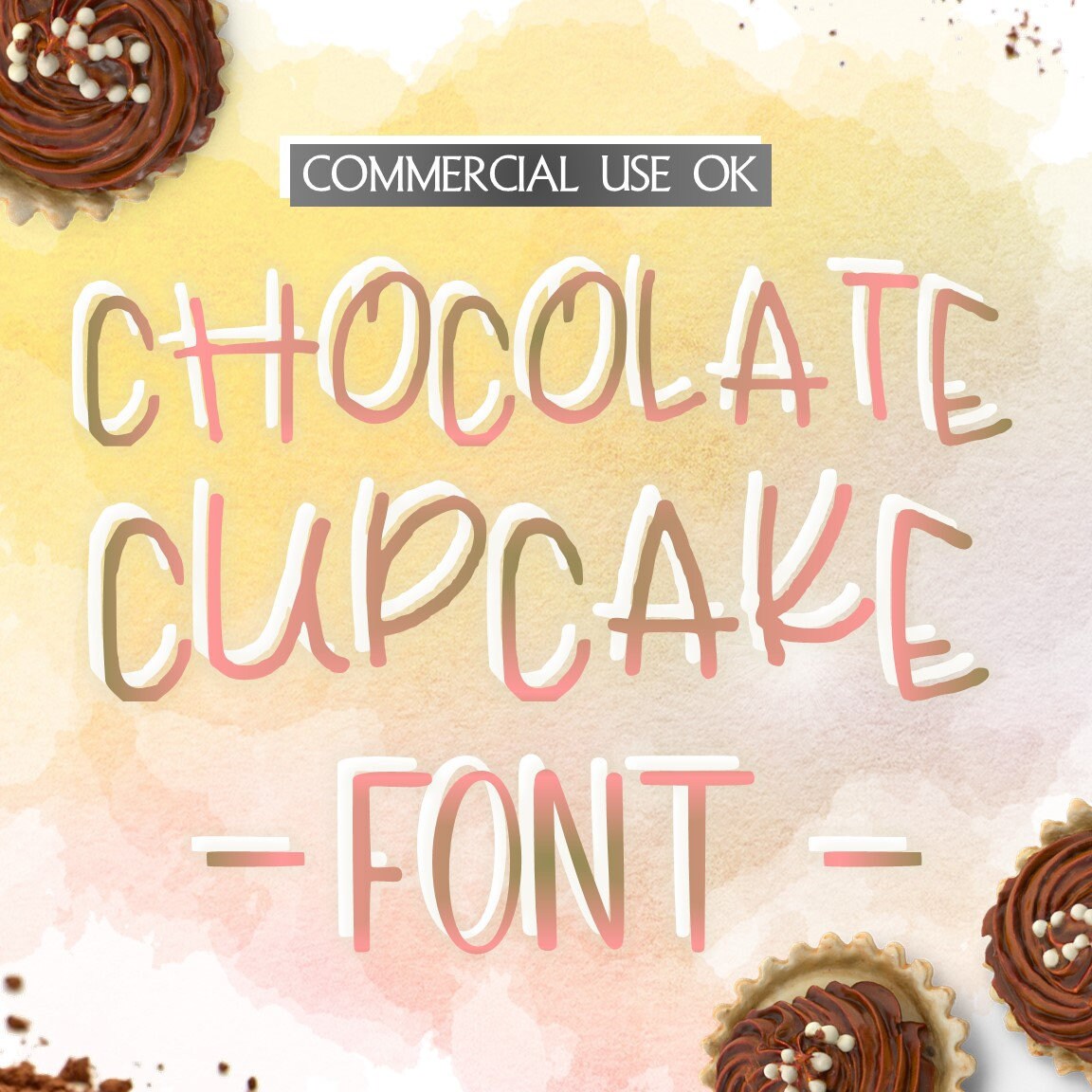 Digital Handwritten Font Chocolate Cupcake cu and Cu4cu OK | Etsy