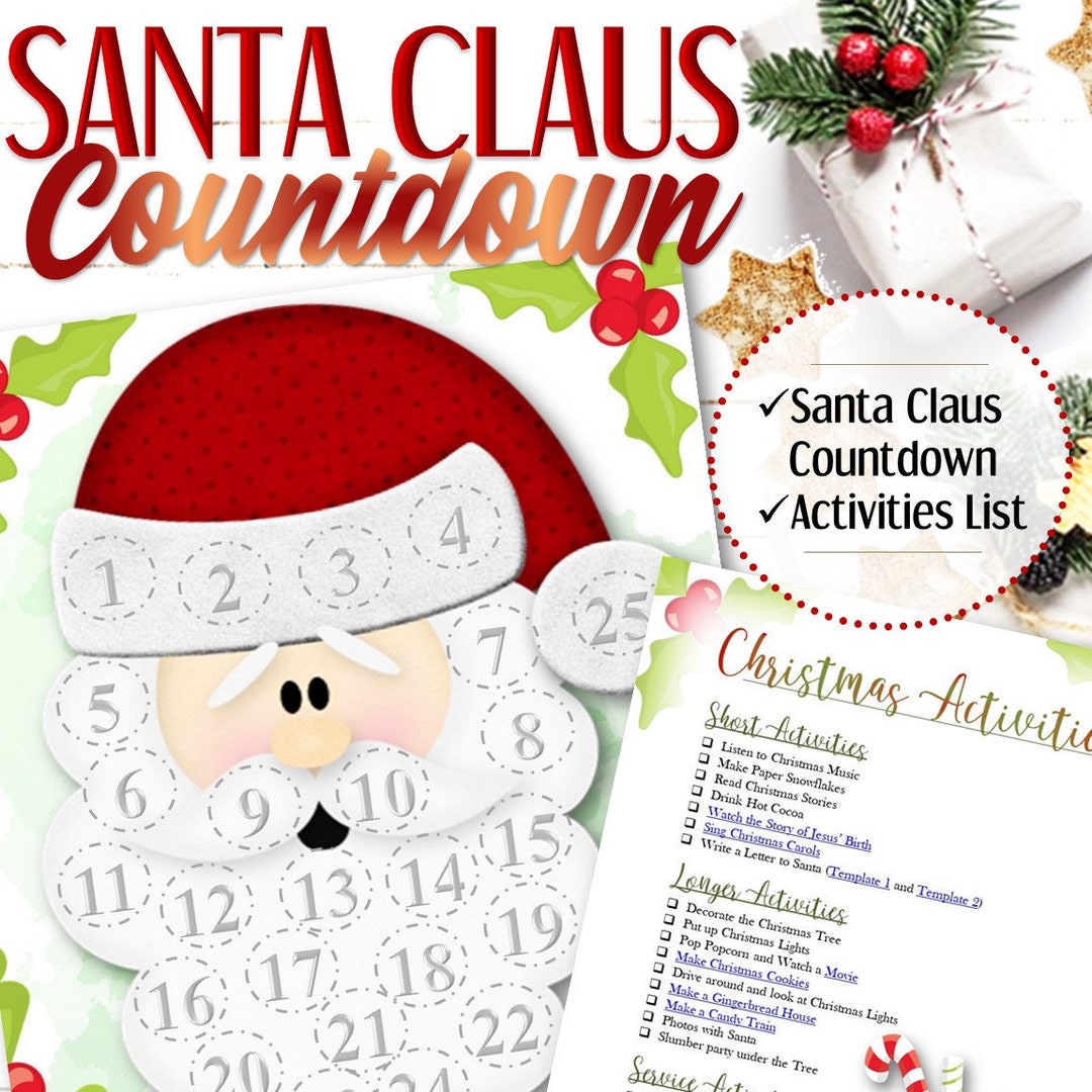 Santa Claus Countdown to Christmas & Activities - INSTANT DOWNLOAD - Etsy
