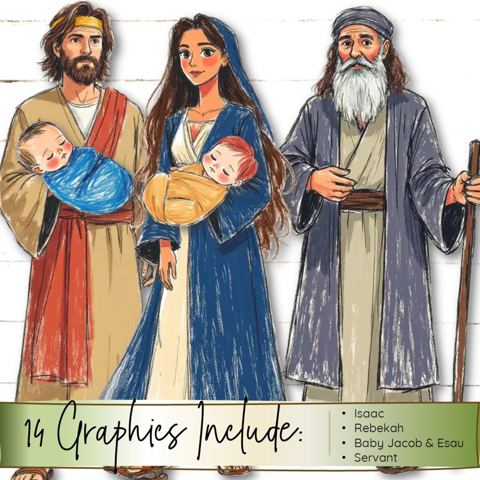 Old Testament Bible Graphics - Isaac, Rebekah, Esau and Jacob Clipart ...
