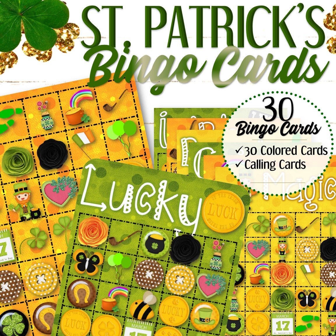 30 St. Patrick Bingo Cards INSTANT DOWNLOAD | Etsy