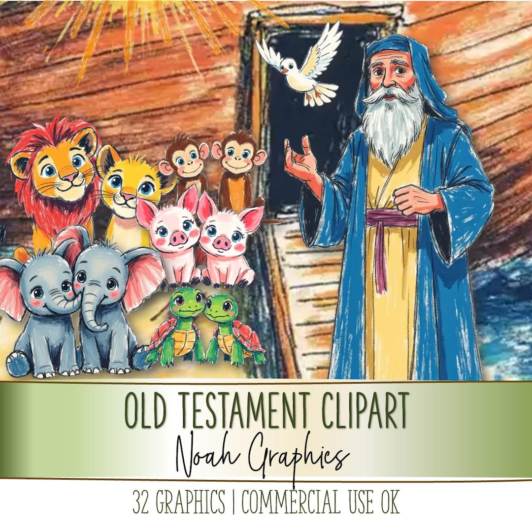 Old Testament Bible Graphics - Noah Clipart Printables PNG JPG PDF (cu ...