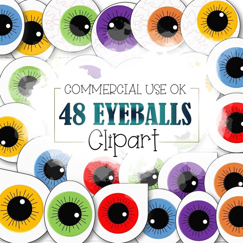 48 Eyeballs Clipart cu and Cu4cu OK INSTANT DOWNLOAD - Etsy