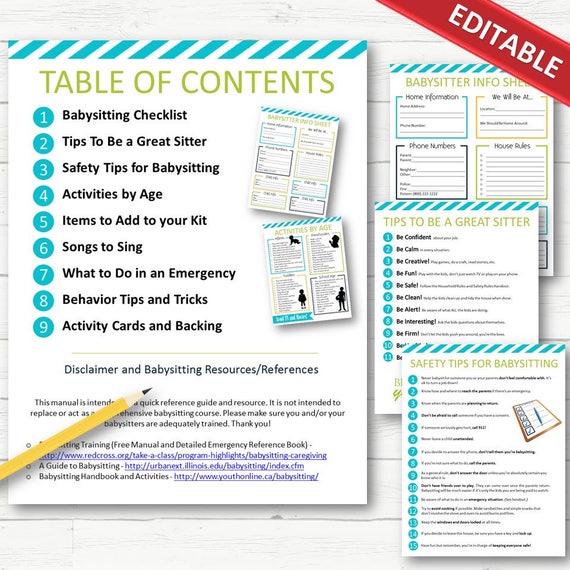 Babysitting Kit Printables