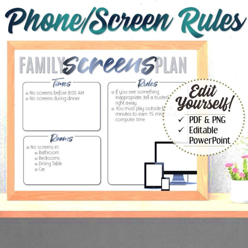 EDITABLE Screens and Phone Rules - INSTANT DOWNLOAD - Etsy