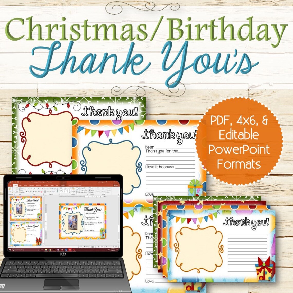 EDITABLE Thank You Notes for Kids christmas and Birthdays - Etsy