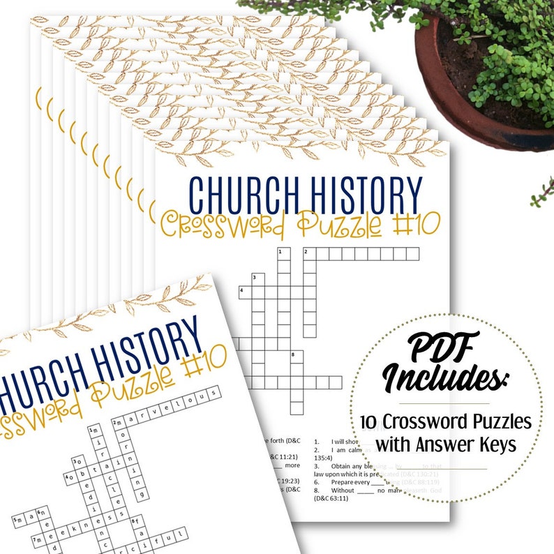 Church History Crossword Puzzles 10 Pages INSTANT DOWNLOAD | Etsy