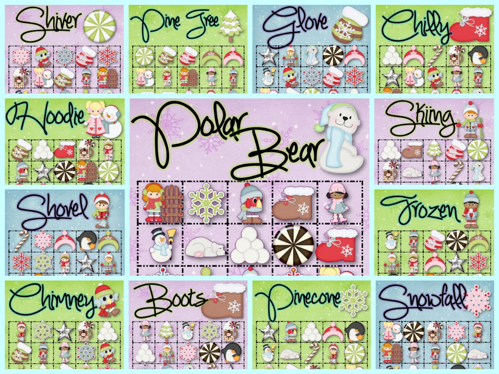 30 Winter Bingo Cards INSTANT DOWNLOAD - Etsy