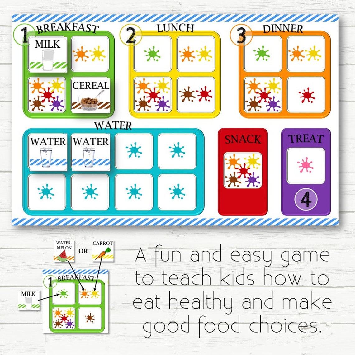Eating Healthy Game for Kids INSTANT DOWNLOAD - Etsy