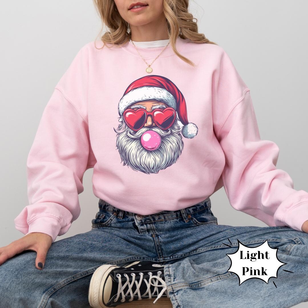 Hip Preppy Bubble Gum Santa Girly Christmas Shirt, Comfort Colors ...