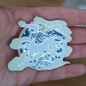 Kirin | Qilin | 2.5" Hard Enamel Pin | Silver | Black - Etsy