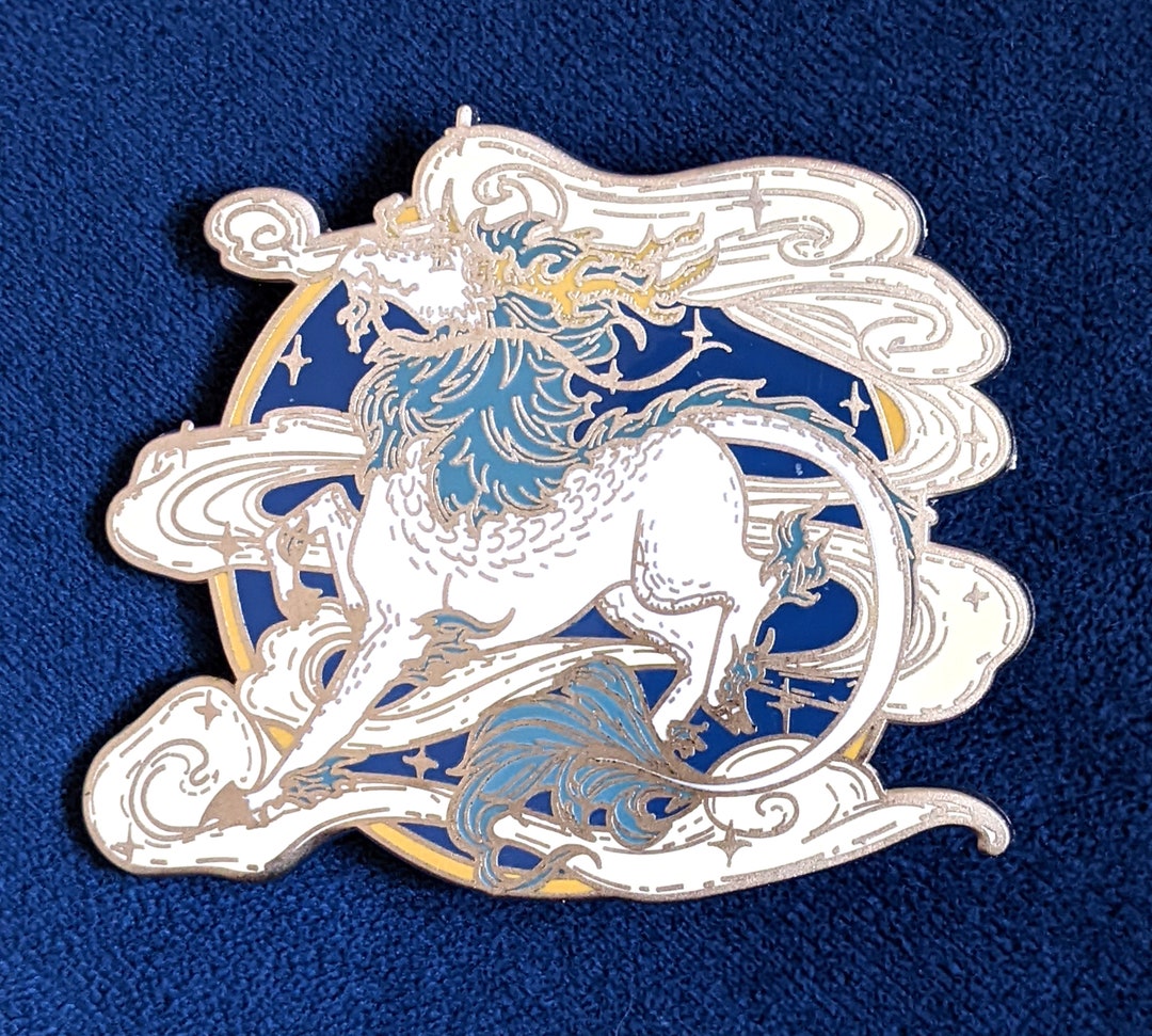 Kirin | Qilin | 2.5" Hard Enamel Pin | Silver | Black - Etsy
