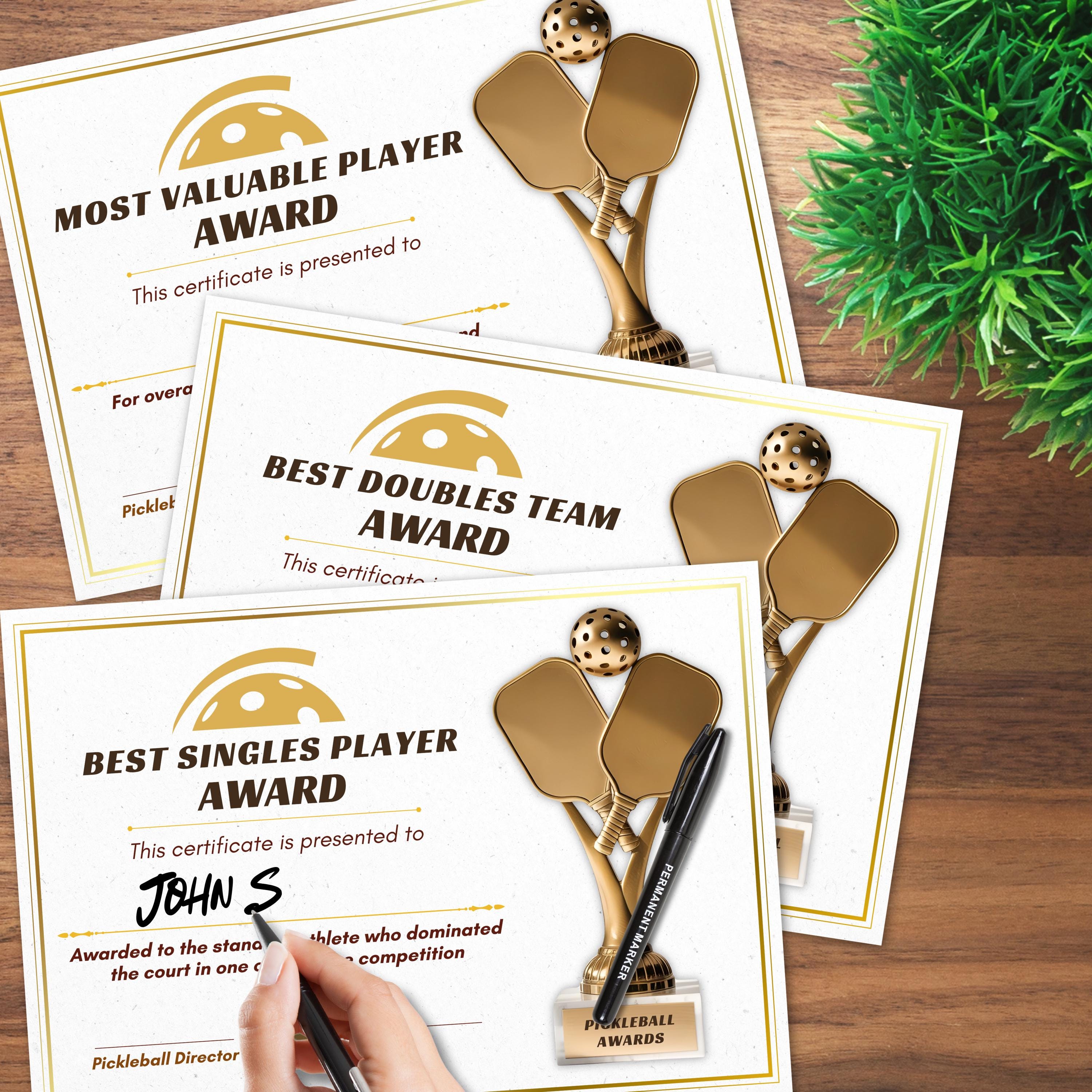 Funny & Serious Pickleball Award Certificates: Printable Tournament ...