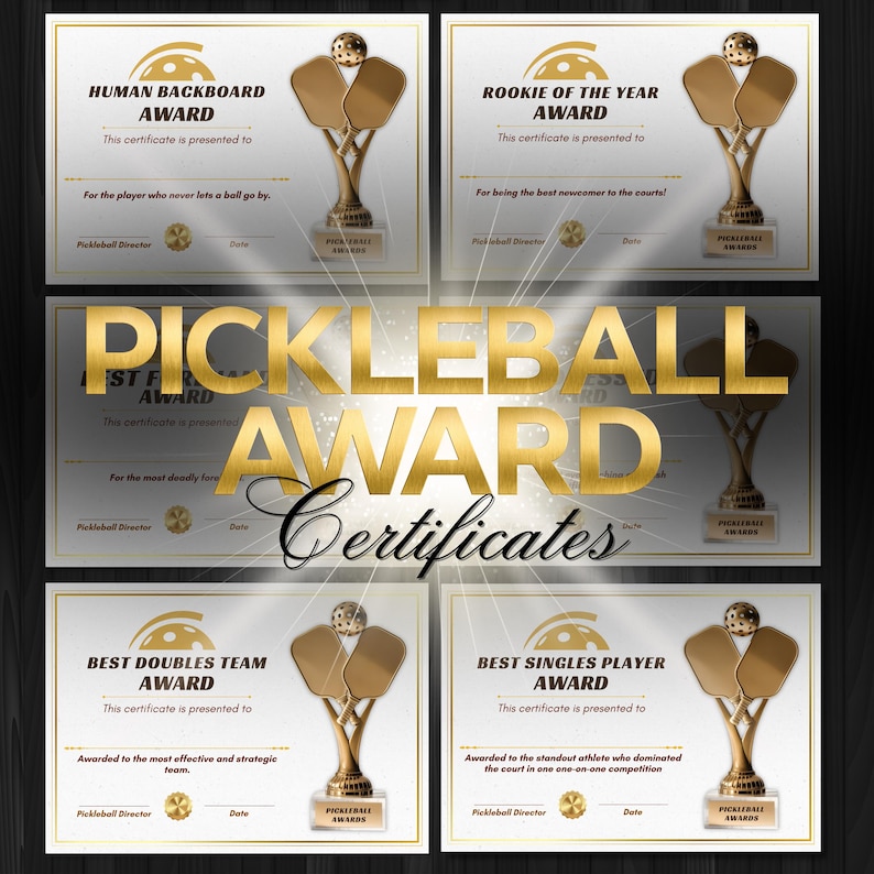 Funny & Serious Pickleball Award Certificates: Printable Tournament ...
