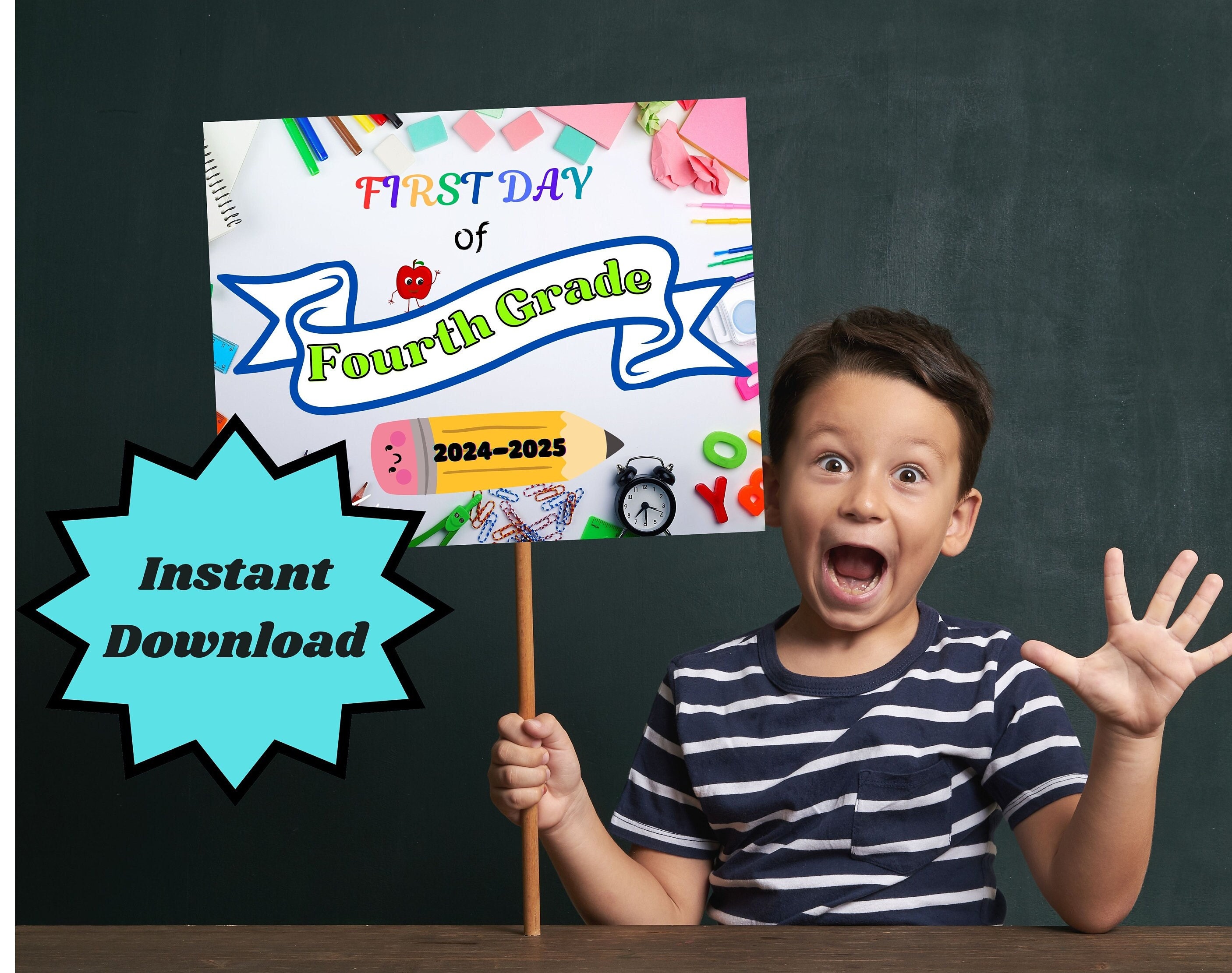 1st Day of Fourth Grade Sign Printable First Day School Sign 4th Grade ...