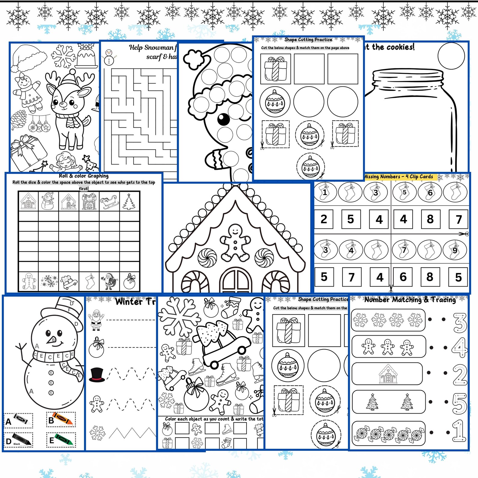 Printable Winter/christmas Preschool Activity Bundle,preschool ...