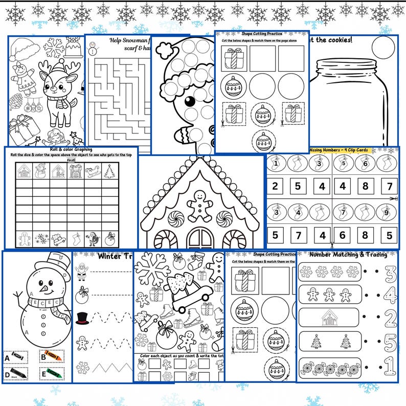 Printable Winter/christmas Preschool Activity Bundle,preschool ...