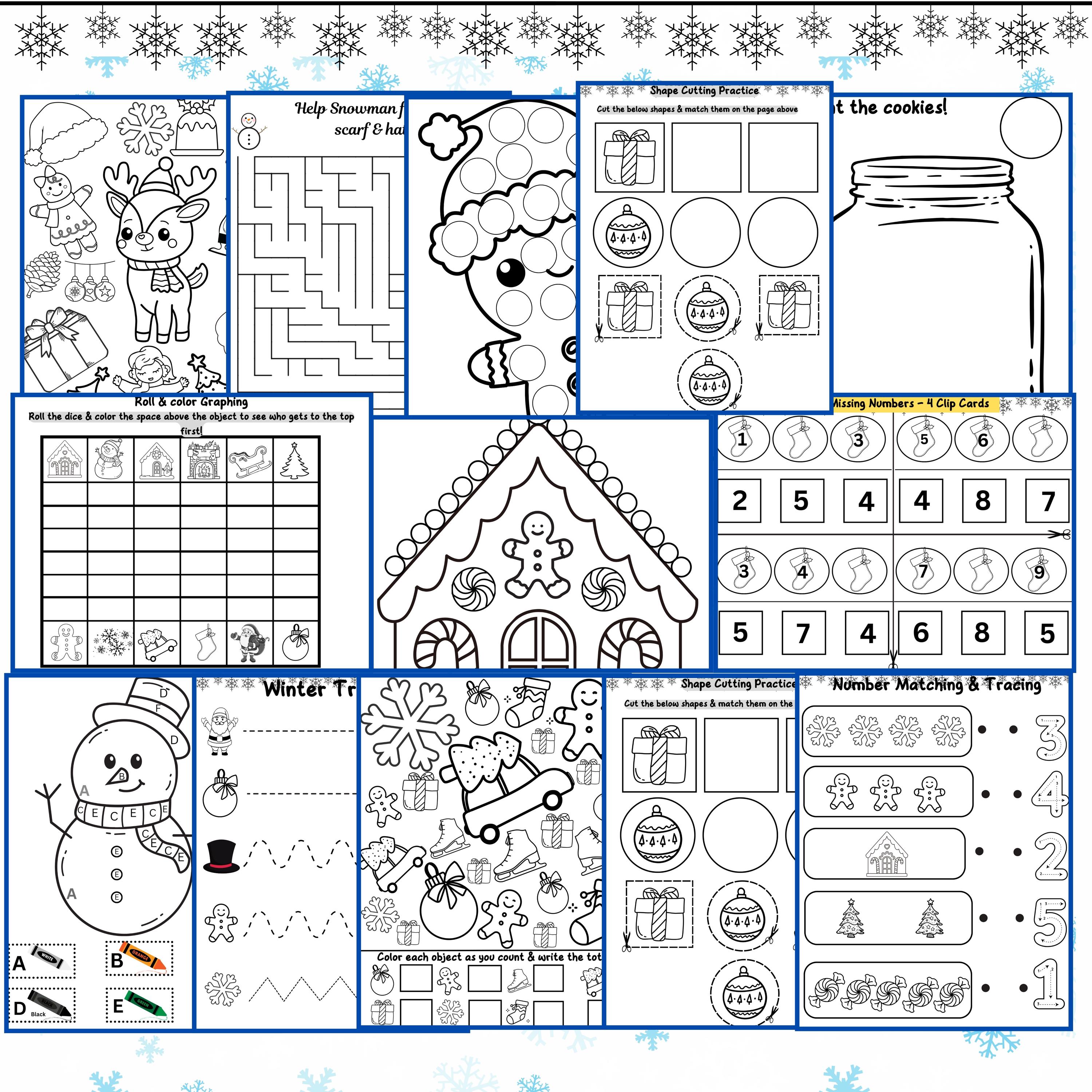 Printable Winter/christmas Preschool Activity Bundle,preschool ...