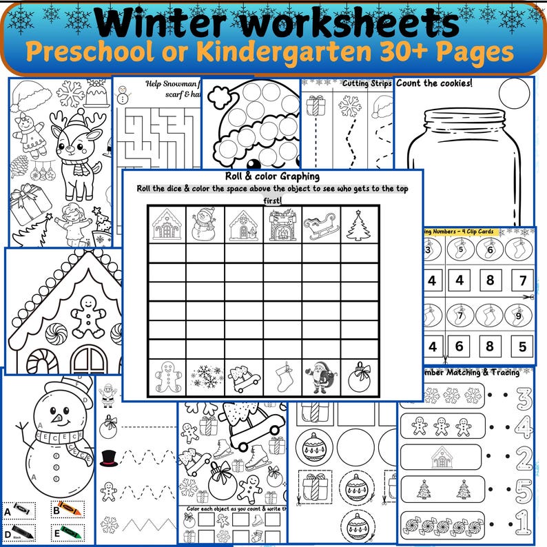 Printable Winter/christmas Preschool Activity Bundle,preschool ...